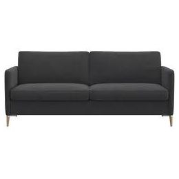 2,5-Sitzer FLEXLUX "Fiore, super bequem durch Kaltschaum im Sitz" Sofas Gr. B/H/T: 181cm x 85cm x 92cm, Lederoptik, grau (shark grau) schmale Armlehnen, Füße Alu+ Eiche