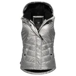 Steppweste Ragwear "Hesty Bling" Gr. S (36), grau (hellgrau) Damen Westen Shiny Outdoor-Weste mit abnehmbarer Kapuze