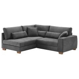 Ecksofa Home Affaire "Helena II, L-Form" Sofas Gr. B/H/T: 227 cm x 68 cm x 190 cm, Material, Ottomane links, ohne Bettfunktion, schwarz Mit Federkern, wahlweise mit Bett und Taschenfederkern