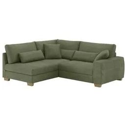 Ecksofa Home Affaire "Helena II, L-Form" Sofas Gr. B/H/T: 227 cm x 68 cm x 190 cm, Cord, Ottomane links, ohne Bettfunktion, grün Mit Federkern, wahlweise mit Bett und Taschenfederkern