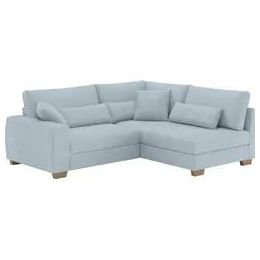 Ecksofa Home Affaire "Helena II, L-Form" Sofas Gr. B/H/T: 227 cm x 68 cm x 190 cm, Cord, Ottomane rechts, ohne Bettfunktion, blau (blaugrau) Mit Federkern, wahlweise mit Bett und Taschenfederkern