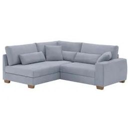 Ecksofa MR. COUCH "Helena L-Form", blau (memphis 1676 blau grau), B:227cm H:68cm T:190cm, Memphis (Grundgewebe - 100% Polyester; Nutzschicht- 90% Polyester / 10% Polyamide), Sofas, mit Taschenfederkern, bis 140 kg belastbar, wahlweise mit Bett