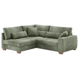 Ecksofa Home Affaire "Helena II, L-Form" Sofas Gr. B/H/T: 227cm x 68cm x 190cm, Veloursstoff, Ottomane links, ohne Bettfunktion, grün Mit Federkern, wahlweise mit Bett und Taschenfederkern