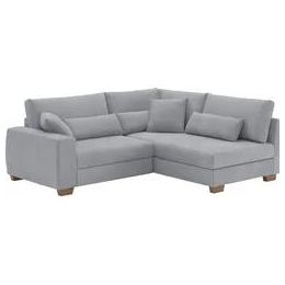 Ecksofa Home Affaire "Helena II, L-Form" Sofas Gr. B/H/T: 227 cm x 68 cm x 190 cm, Material, Ottomane rechts, ohne Bettfunktion, grau Mit Federkern, wahlweise mit Bett und Taschenfederkern