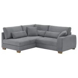 Ecksofa Home Affaire "Helena II, L-Form" Sofas Gr. B/H/T: 227 cm x 68 cm x 190 cm, Material, Ottomane links, mit Bettfunktion, grau (stone) Mit Federkern, wahlweise mit Bett und Taschenfederkern