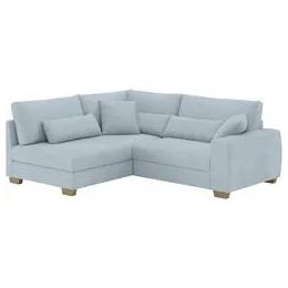 Ecksofa Home Affaire "Helena II DuraSpring" Sofas Gr. B/H/T: 227 cm x 68 cm x 190 cm, Cord, Ottomane links, ohne Bettfunktion, blau (stripes 8624 blue grey) mit Taschenfederkern, bis 140 kg belastbar, wahlweise Bett