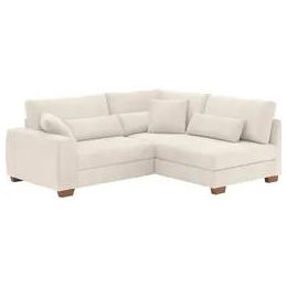 Ecksofa Home Affaire "Helena II, L-Form" Sofas Gr. B/H/T: 227 cm x 68 cm x 190 cm, Material, Ottomane rechts, ohne Bettfunktion, beige (ecru) Mit Federkern, wahlweise mit Bett und Taschenfederkern