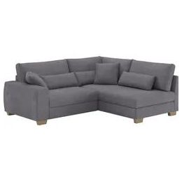 Ecksofa Home Affaire "Helena II, L-Form" Sofas Gr. B/H/T: 227 cm x 68 cm x 190 cm, Cord, Ottomane rechts, ohne Bettfunktion, grau (stone) Mit Federkern, wahlweise mit Bett und Taschenfederkern