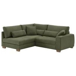 Ecksofa Home Affaire "Helena II, L-Form" Sofas Gr. B/H/T: 227 cm x 68 cm x 190 cm, Material, Ottomane links, ohne Bettfunktion, grün Mit Federkern, wahlweise mit Bett und Taschenfederkern