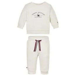 Langarmshirt & Hose Tommy Hilfiger "ESSENTIAL 2 PIECE SET" Gr. 68, weiß (ancient white) Baby KOB Set-Artikel mit großem Logodruck