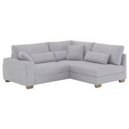 Ecksofa Home Affaire "Helena II DuraSpring" Sofas Gr. B/H/T: 227 cm x 68 cm x 190 cm, Cordstoff CORDUROY, Ottomane rechts, mit Bettfunktion, grau mit Taschenfederkern, bis 140 kg belastbar, wahlweise Bett