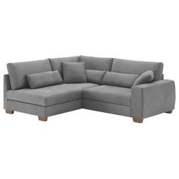 Ecksofa Home Affaire "Helena II, L-Form" Sofas Gr. B/H/T: 227 cm x 68 cm x 190 cm, Material, Ottomane links, ohne Bettfunktion, grau (stone) Mit Federkern, wahlweise mit Bett und Taschenfederkern