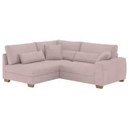 Ecksofa Home Affaire "Helena II, L-Form" Sofas Gr. B/H/T: 227 cm x 68 cm x 190 cm, Cord, Ottomane links, mit Bettfunktion, rosa (flamingo) Mit Federkern, wahlweise mit Bett und Taschenfederkern