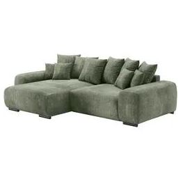 Ecksofa Home Affaire "Sundance II, L-Form" Sofas Gr. B/H/T: 318 cm x 92 cm x 188 cm, Veloursstoff, Recamiere links, Ausführung Bettkasten / Bettfunktion / Topper, grün (dolce 11 green) mit DuraSpring-Taschenfederkern bis 140 kg belastbar