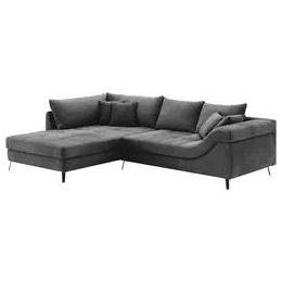 Ecksofa Inosign "Portofino" Sofas Gr. B/H/T: 317cm x 98cm x 228cm, Microfaser, Recamiere links, schwarz (memphis 17 black) 4 Bezugsqualitäten, 13,5 cm hohe Metall-Profilfüße in matt-schwarz