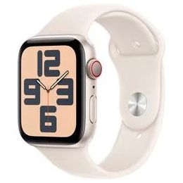 Smartwatch Apple "Watch SE (2024)" Smartwatches Gr. 44mm, Cellular, S/M, Sport Band, beige (polarstern)