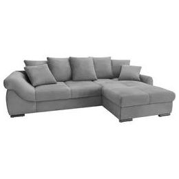 Ecksofa Inosign "Livorno DuraFlex" Sofas Gr. B/H/T: 266cm x 66cm x 188cm, Microfaser, Recamiere rechts-Bettfunktion links, grau (memphis 20 stone) inkl. Hochschläfer-Bettauszug, XL-Bettkasten weiß beschichtet