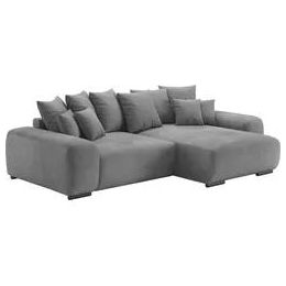 Ecksofa Home Affaire "Sundance" Sofas Gr. B/H/T: 318 cm x 92 cm x 188 cm, Microfaser 1, Recamiere rechts, grau (memphis 20 stone) Dauerschläfer mit EasyBett-Schlaffunktion, Bettkasten und Topper