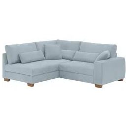 Ecksofa Home Affaire "Helena II, L-Form" Sofas Gr. B/H/T: 227cm x 68cm x 190cm, Material, Ottomane links, ohne Bettfunktion, blau (blaugrau) Mit Federkern, wahlweise mit Bett und Taschenfederkern