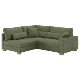 Ecksofa Home Affaire "Helena II DuraSpring" Sofas Gr. B/H/T: 227cm x 68cm x 190cm, Cord, Ottomane links, ohne Bettfunktion, grün (stripes 8641 green) mit Taschenfederkern, bis 140 kg belastbar, wahlweise Bett