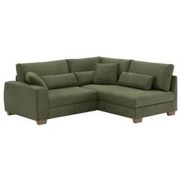 Ecksofa Home Affaire "Helena II DuraSpring" Sofas Gr. B/H/T: 227 cm x 68 cm x 190 cm, Microfaser 1, Ottomane rechts, ohne Bettfunktion, grün (memphis 12 green) mit Taschenfederkern, bis 140 kg belastbar, wahlweise Bett