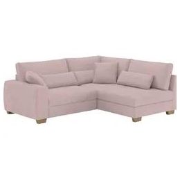 Ecksofa Home Affaire "Helena II, L-Form" Sofas Gr. B/H/T: 227 cm x 68 cm x 190 cm, Cord, Ottomane rechts, ohne Bettfunktion, rosa (flamingo) Mit Federkern, wahlweise mit Bett und Taschenfederkern