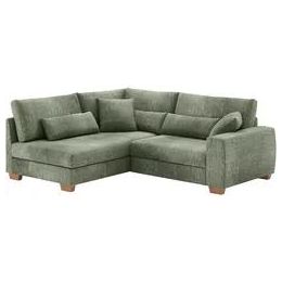 Ecksofa Home Affaire "Helena II DuraSpring" Sofas Gr. B/H/T: 227 cm x 68 cm x 190 cm, Veloursstoff, Ottomane links, ohne Bettfunktion, grün (dolce 11 green) mit Taschenfederkern, bis 140 kg belastbar, wahlweise Bett