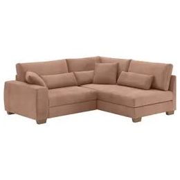 Ecksofa Home Affaire "Helena II DuraSpring" Sofas Gr. B/H/T: 227cm x 68cm x 190cm, Microfaser 2, Ottomane rechts, ohne Bettfunktion, braun (novaclean avanti 9 ginger) mit Taschenfederkern, bis 140 kg belastbar, wahlweise Bett