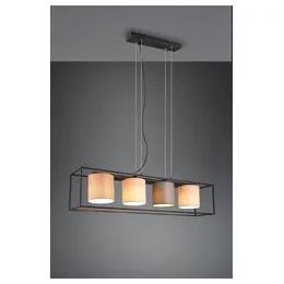 Pendelleuchte Trio LEUCHTEN "ROSS, Hängelampe 4-flammig Küche Wohnzimmer exkl 4xE27 max 25W" Lampen Gr. 4 flammig, Höhe: 150,0 cm, 1 St., schwarz matt mehrfarbig Hängeleuchte höhenverstellbar max 150cm mit Stoffschirmen in 4 Farben