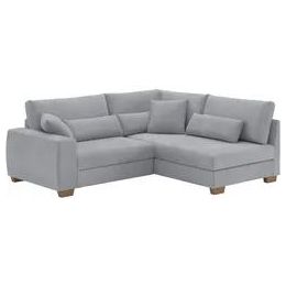 Ecksofa Home Affaire "Helena II DuraSpring" Sofas Gr. B/H/T: 227 cm x 68 cm x 190 cm, Microfaser 1, Ottomane rechts, mit Bettfunktion, grau mit Taschenfederkern, bis 140 kg belastbar, wahlweise Bett