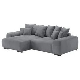 Ecksofa Home Affaire "Sundance II, L-Form" Sofas Gr. B/H/T: 318cm x 92cm x 188cm, Microfaser 2, Recamiere links, Ausführung Bettkasten / Bettfunktion / Topper, grau (novaclean avanti 1 stone) mit DuraSpring-Taschenfederkern bis 140 kg belastbar