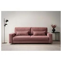 Schlafsofa LeGer Home by Lena Gercke "Imoga, Polster mit Schlaffunktion, 3-Sitzer Sofa, Couch Bettkasten" Sofas Gr. B/H/T: 250cm x 90cm x 108cm, Cord, rosa (puder) in modernen Farben und Stoffen, Bettfunktion, Liegefläche: 200x150 cm