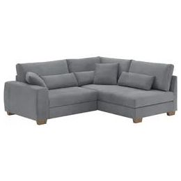 Ecksofa Home Affaire "Helena II DuraSpring" Sofas Gr. B/H/T: 227cm x 68cm x 190cm, Microfaser 2, Ottomane rechts, mit Bettfunktion, grau (stone) mit Taschenfederkern, bis 140 kg belastbar, wahlweise Bett