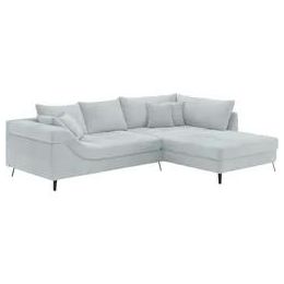 Ecksofa Inosign "Portofino" Sofas Gr. B/H/T: 317cm x 98cm x 228cm, Soft clean, Recamiere rechts, grau (novaclean avanti 3 silver) 4 Bezugsqualitäten, 13,5 cm hohe Metall-Profilfüße in matt-schwarz