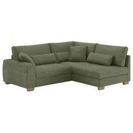 Ecksofa Home Affaire "Helena II, L-Form" Sofas Gr. B/H/T: 227 cm x 68 cm x 190 cm, Cord, Ottomane rechts, ohne Bettfunktion, grün Mit Federkern, wahlweise mit Bett und Taschenfederkern