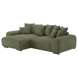 Polsterecke Home Affaire "Sundance II" Sofas Gr. B/H/T: 318 cm x 92 cm x 188 cm, Cord, Recamiere links-Bettfunktion rechts, grün (stripes 8641 green) Dauerschläfer mit EasyBett-Schlaffunktion, Bettkasten und Topper