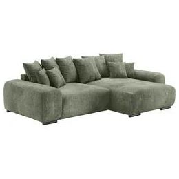 Polsterecke Home Affaire "Sundance II" Sofas Gr. B/H/T: 318 cm x 92 cm x 188 cm, Veloursstoff, Recamiere rechts-Bettfunktion links, grün (dolce 11 green) Dauerschläfer mit EasyBett-Schlaffunktion, Bettkasten und Topper