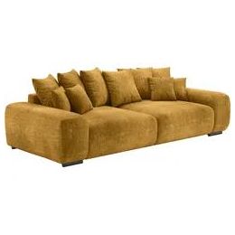 Big-Sofa Home Affaire "Sundance, B/T 302/137 cm" Sofas Gr. B/H/T: 310cm x 92cm x 141cm, Veloursstoff, orange (dolce 9 curry) Dauerschläfer mit Hygiene-Topper und Transporttasche