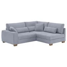 Ecksofa Home Affaire "Helena II DuraSpring" Sofas Gr. B/H/T: 227 cm x 68 cm x 190 cm, Microfaser 1, Ottomane rechts, mit Bettfunktion, blau (blaugrau) mit Taschenfederkern, bis 140 kg belastbar, wahlweise Bett