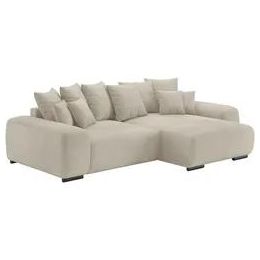 Ecksofa Home Affaire "Sundance II, L-Form" Sofas Gr. B/H/T: 318 cm x 92 cm x 188 cm, Microfaser 2, Recamiere rechts, Ausführung Bettkasten / Bettfunktion / Topper, beige (novaclean avanti 6 taupe) mit DuraSpring-Taschenfederkern bis 140 kg belastbar