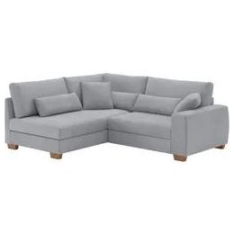 Ecksofa Home Affaire "Helena II DuraSpring" Sofas Gr. B/H/T: 227 cm x 68 cm x 190 cm, Microfaser 1, Ottomane links, mit Bettfunktion, grau mit Taschenfederkern, bis 140 kg belastbar, wahlweise Bett