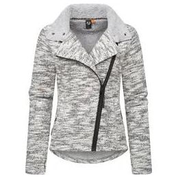 Strickfleecejacke Ragwear "Saskie Melange" Gr. L (40), grau Damen Jacken Grob gestrickte Damen-Jacke mit Teddyfell-Futter