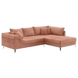 Ecksofa Inosign "Portofino" Sofas Gr. B/H/T: 317cm x 98cm x 228cm, Soft clean, Recamiere rechts, braun (novaclean avanti 9 ginger) 4 Bezugsqualitäten, 13,5 cm hohe Metall-Profilfüße in matt-schwarz