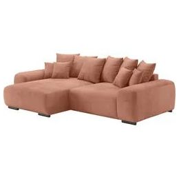 Ecksofa Home Affaire "Sundance" Sofas Gr. B/H/T: 318 cm x 92 cm x 188 cm, Microfaser 2, Recamiere links, braun (novaclean avanti 9 ginger) Dauerschläfer mit EasyBett-Schlaffunktion, Bettkasten und Topper