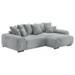 Ecksofa Home Affaire "Sundance" Sofas Gr. B/H/T: 318 cm x 92 cm x 188 cm, Veloursstoff, Recamiere rechts, silberfarben (dolce 14 silver) Dauerschläfer mit EasyBett-Schlaffunktion, Bettkasten und Topper