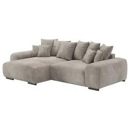 Ecksofa Home Affaire "Sundance" Sofas Gr. B/H/T: 318 cm x 92 cm x 188 cm, Veloursstoff, Recamiere links, grau (dolce 4 taupe) Dauerschläfer mit EasyBett-Schlaffunktion, Bettkasten und Topper