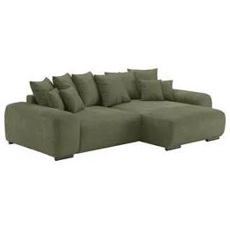 Ecksofa Home Affaire "Sundance" Sofas Gr. B/H/T: 318 cm x 92 cm x 188 cm, Cord, Recamiere rechts, grün (stripes 8641 green) Dauerschläfer mit EasyBett-Schlaffunktion, Bettkasten und Topper