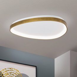 Orion LED-Deckenlampe Charlie, Ø 65 cm, opalweiß, altmessingfarben