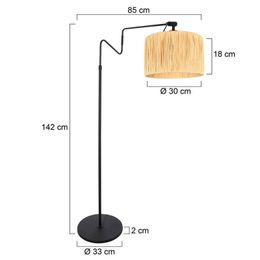 Steinhauer Stehleuchte Linstrom, Metall, Gras, schwarz, beige