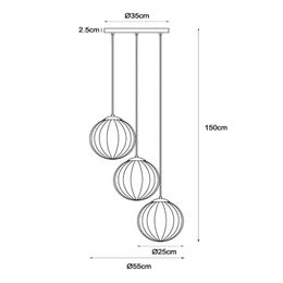 Lucide Pendelleuchte Monsaraz, Ø 35 cm, amber/grün, Glas, 3-flammig